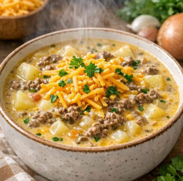 Amish Cheeseburger Soup 5-Ingredient Slow Cooker - Slow Cooker Tip