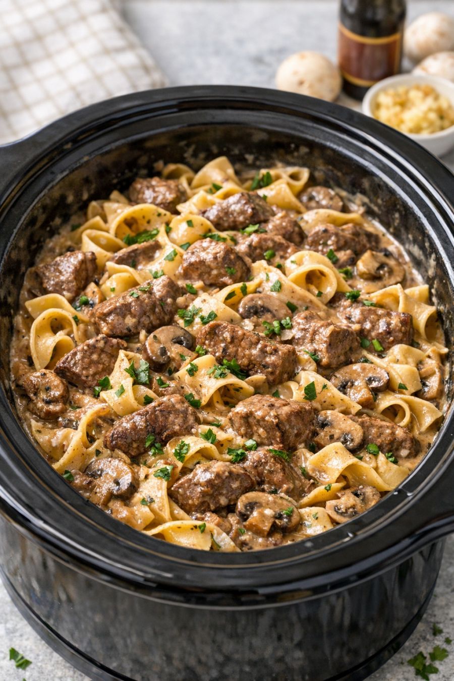 Beef Stroganoff Slow Cooker Family-Style - Slow Cooker Tip